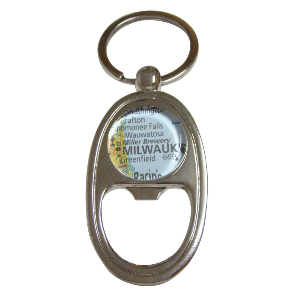 Miller Beer Brewery Map Bottle Opener Key Chain - Gem